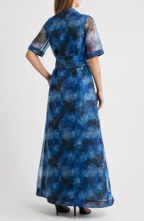 julia jordan long sleeve organza shirt dress LONG SLEEVE PRINTED ORGANZA SHIRT DRESS  JULIA JORDAN