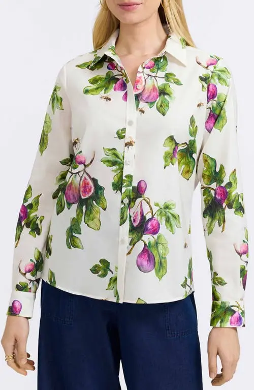 Foxcroft Hampton Figs Print Button-up Shirt