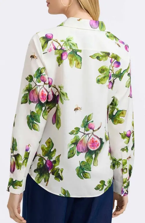 Foxcroft Hampton Figs Print Button-up Shirt