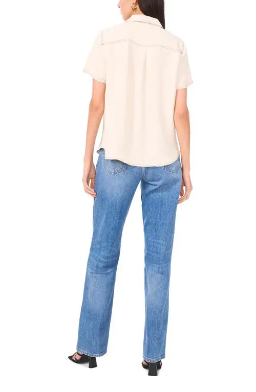 Vince Camuto Topstitched Short Sleeve Button-up Shirt
