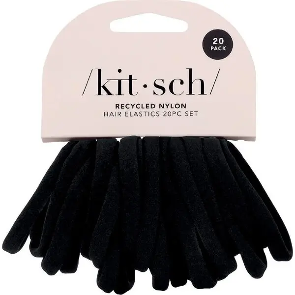 KITSCH Recycled Nylon Ponytail Holders 20-pack - Black