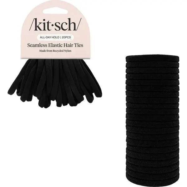 KITSCH Recycled Nylon Ponytail Holders 20-pack - Black