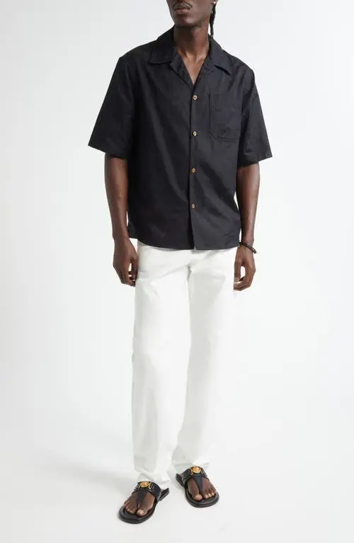 Versace Barocco Jacquard Cotton Poplin Camp Shirt