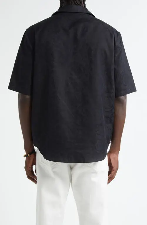 Versace Barocco Jacquard Cotton Poplin Camp Shirt