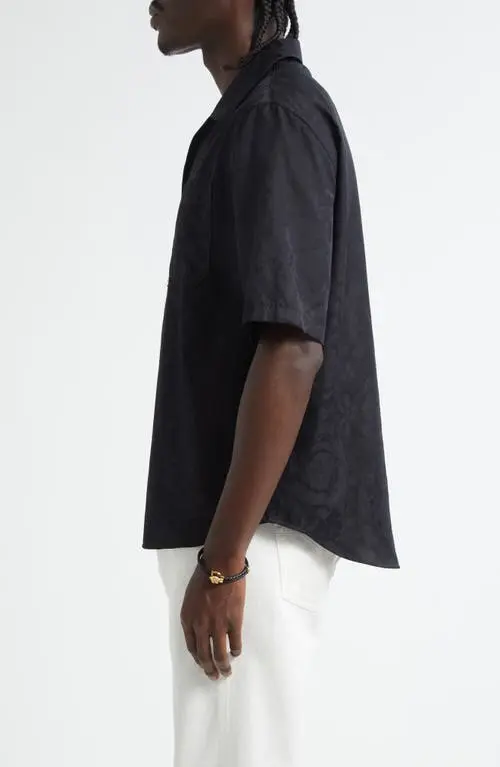 Versace Barocco Jacquard Cotton Poplin Camp Shirt