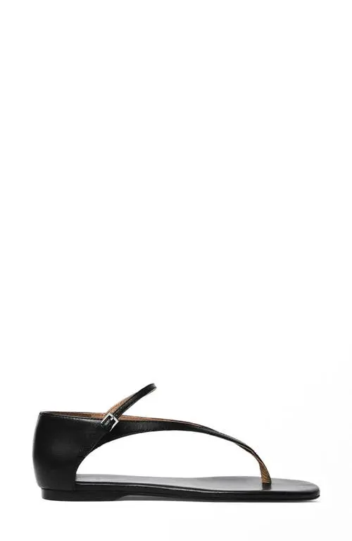 Mango Leather Strap Sandal - Black
