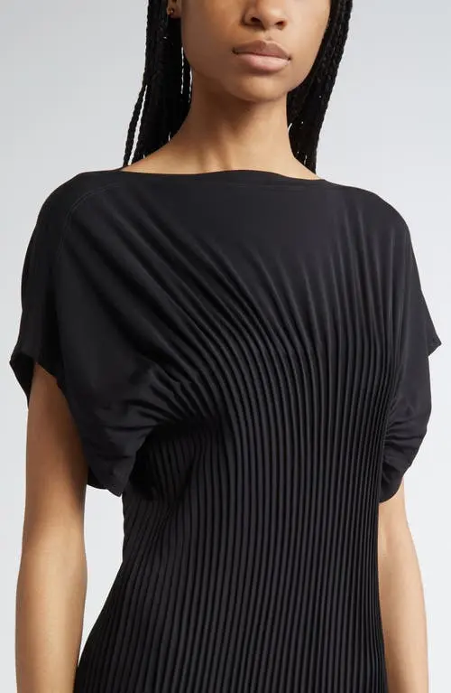 TOTEME Knife Pleated Cap Sleeve Jersey Maxi Dress