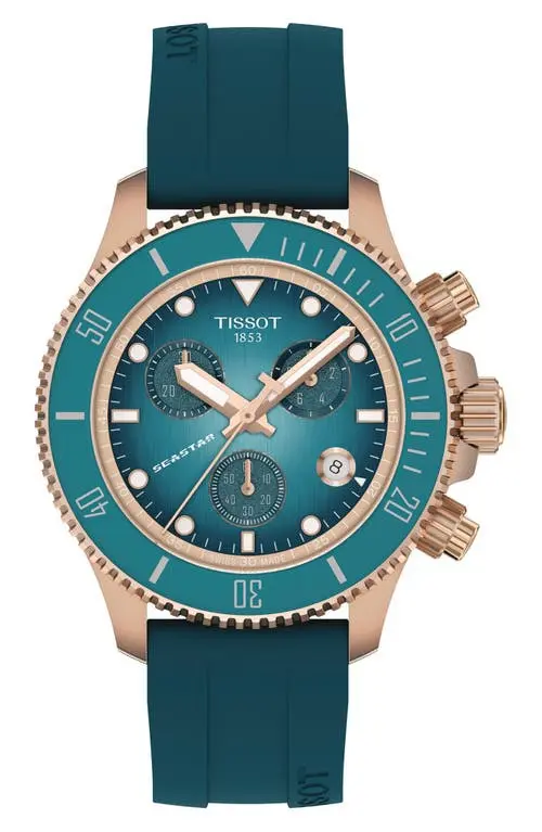 TISSOT Seastar 1000 Chronograph Silicone Strap Watch - Turquoise