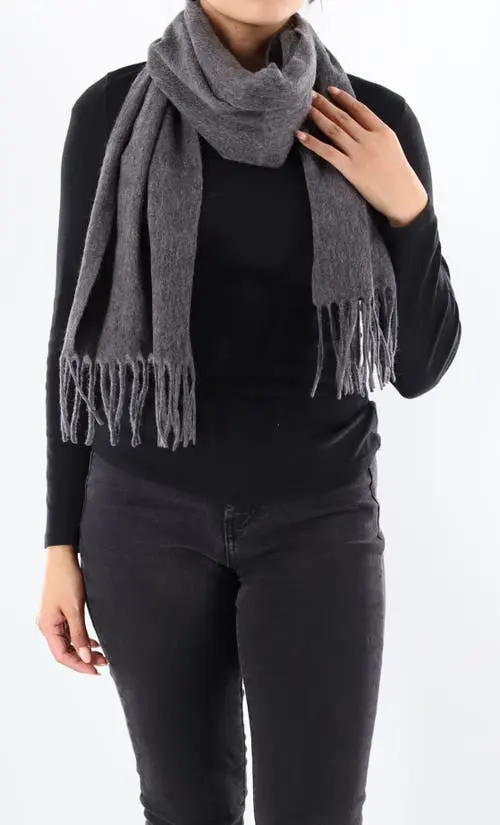 La Fiorentina Scarf With Fringe - Grey