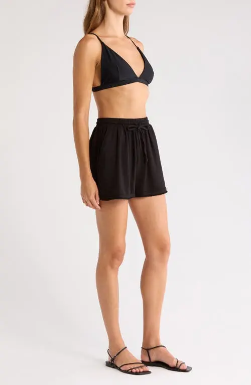 Elan Tie Waist Cotton Shorts - Black