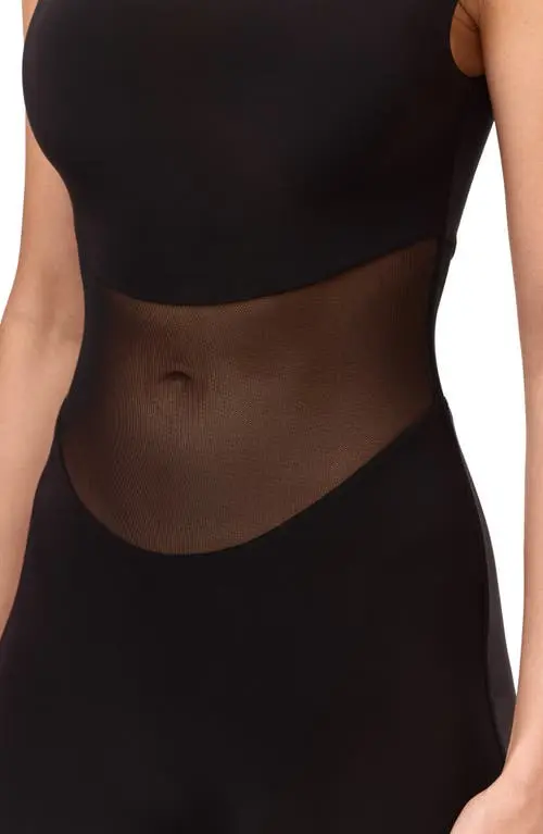 Naked Wardrobe Mesh Mock Neck Jumpsuit