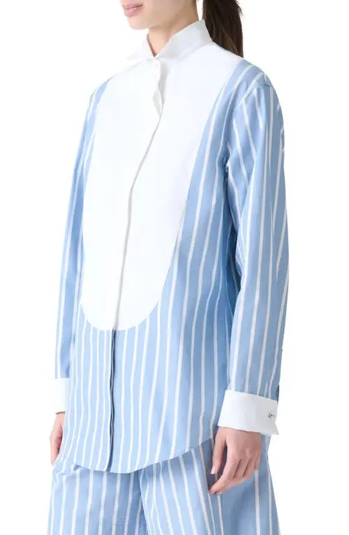 Akris Stripe Plastron Button-up Shirt