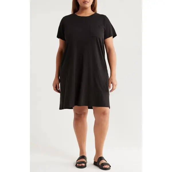 Eileen Fisher Organic Cotton T-Shirt Dress - Black | Editorialist
