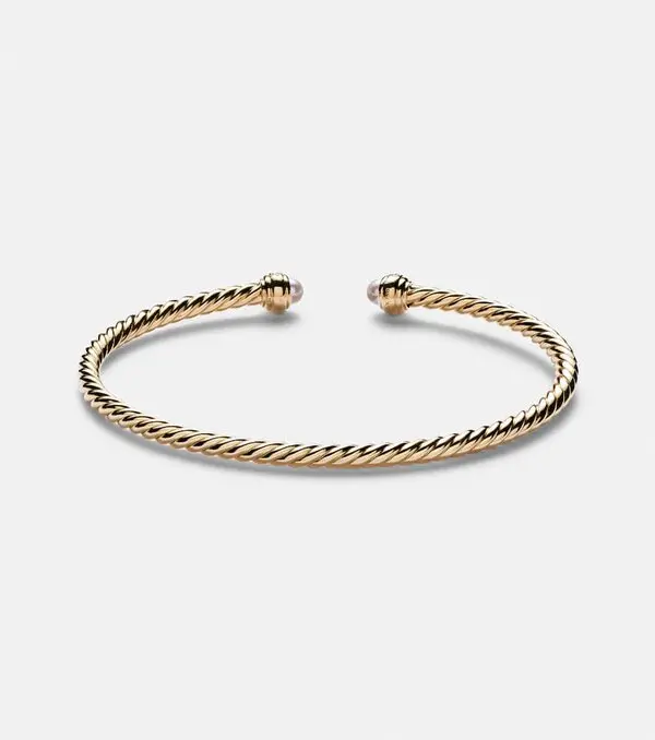 David Yurman Cablespira® Flex 18kt Cuff Bracelet With Freshwater Pearls And Diamonds - Gold