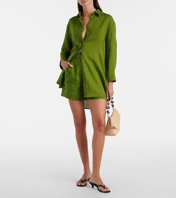 ERES High-rise Linen Shorts - Green