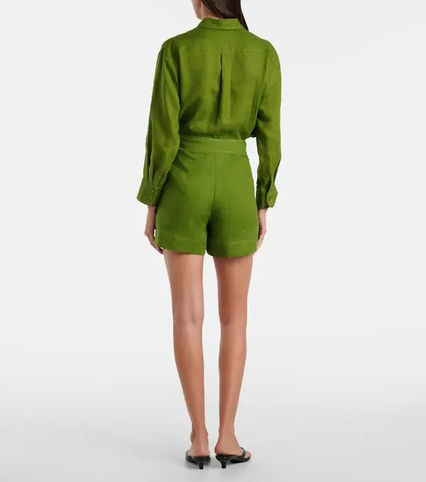 ERES High-rise Linen Shorts - Green