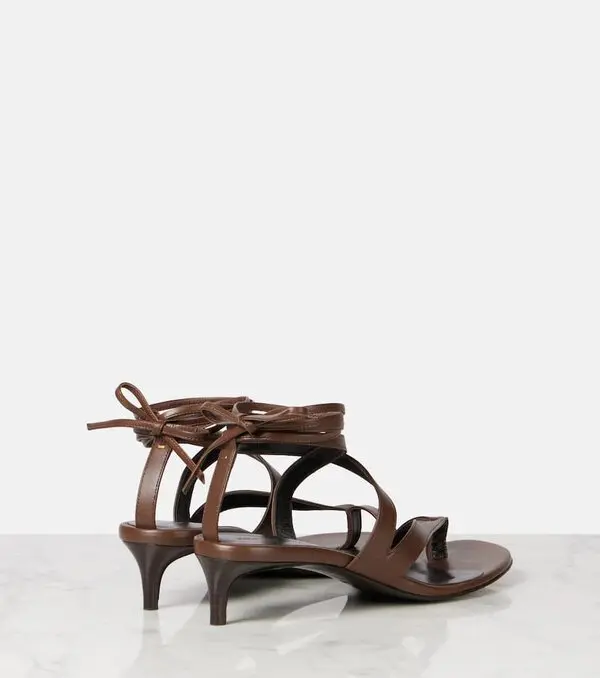 Khaite Aimee 35 Leather Thong Sandals - Brown