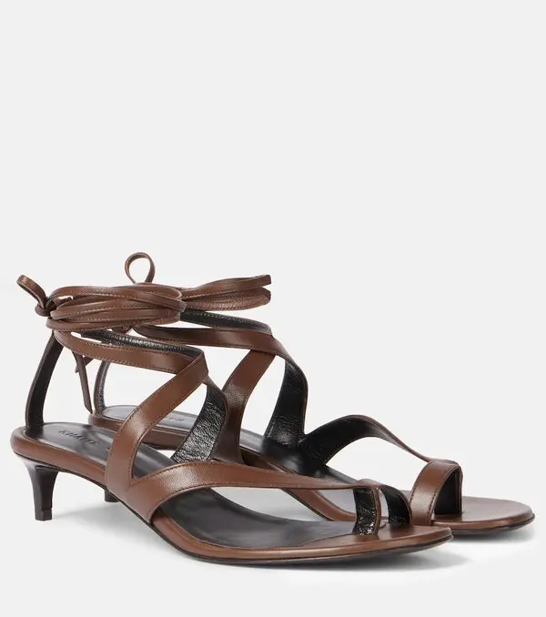 Khaite Aimee 35 Leather Thong Sandals - Brown