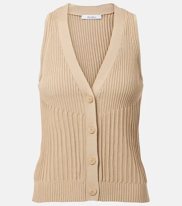 Max Mara Bimba Cotton-blend Crêpe Vest - Beige