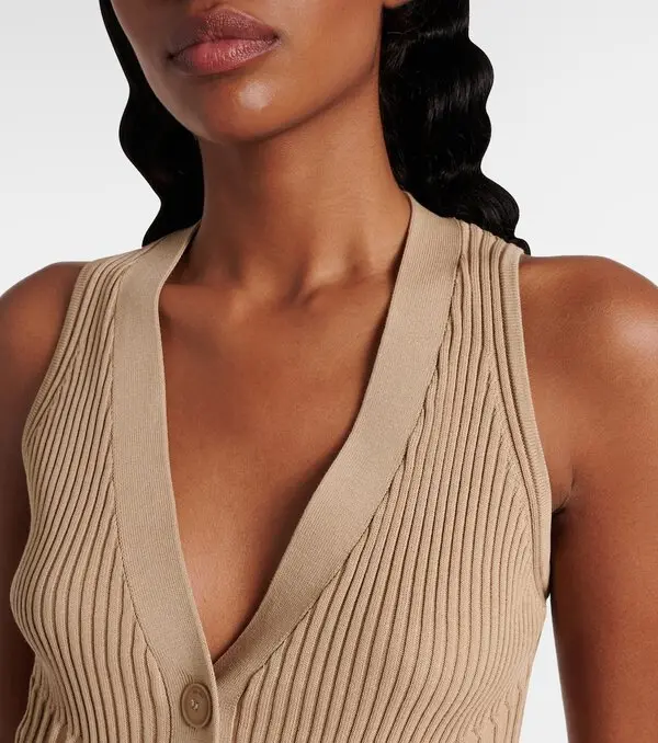 Max Mara Bimba Cotton-blend Crêpe Vest - Beige