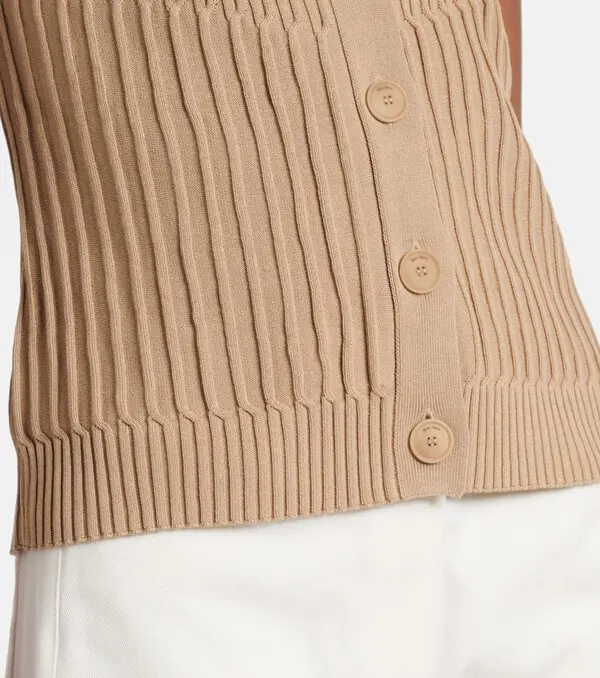 Max Mara Bimba Cotton-blend Crêpe Vest - Beige