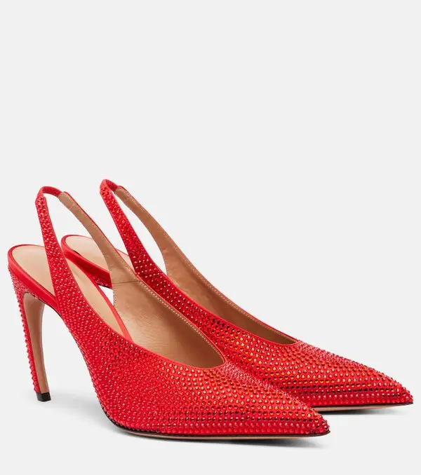 Attico Viper 95 Embellished Slingback Pumps - Red
