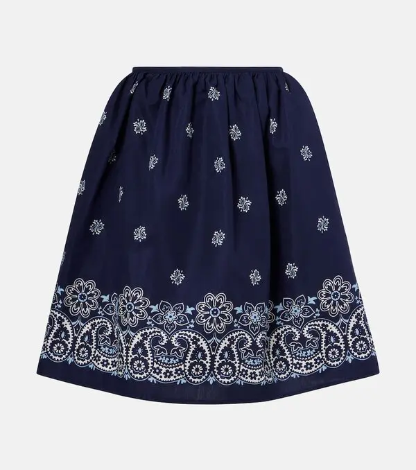 Miu Miu Bandana Cotton And Linen Miniskirt - Blue