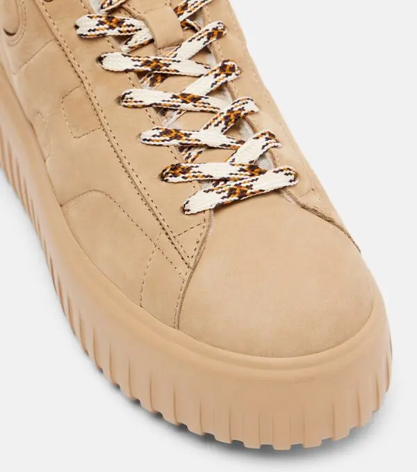 Hogan H-stripes Shearling-lined Suede Sneakers - Brown