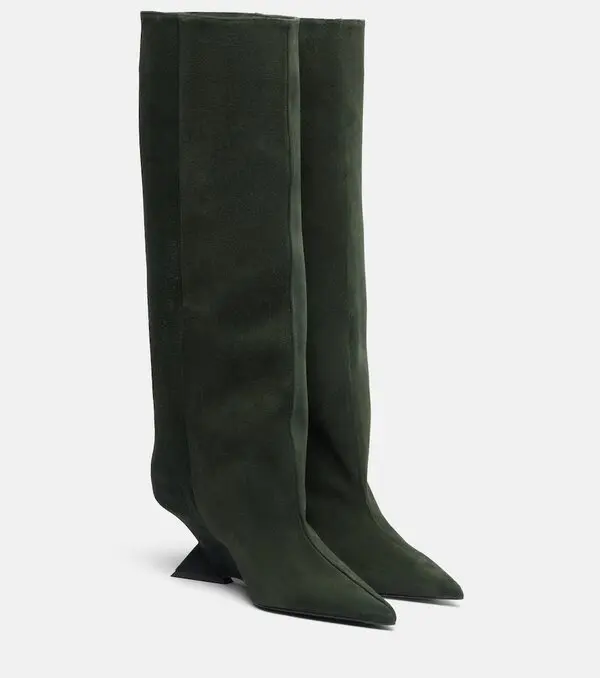 Attico Cheope 105 Suede Knee-high Boots - Green