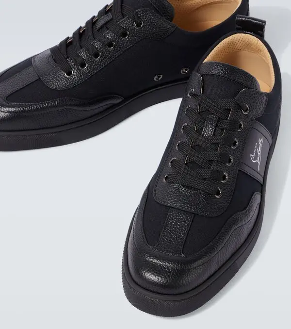 CHRISTIAN LOUBOUTIN Retero Logo Leather Sneakers - Black