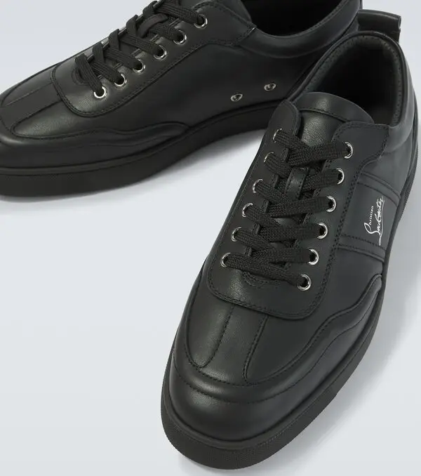 CHRISTIAN LOUBOUTIN Retero Logo Leather Sneakers - Black