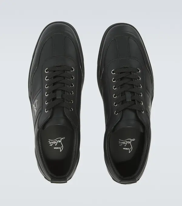 CHRISTIAN LOUBOUTIN Retero Logo Leather Sneakers - Black