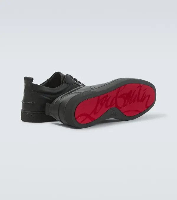 CHRISTIAN LOUBOUTIN Retero Logo Leather Sneakers - Black