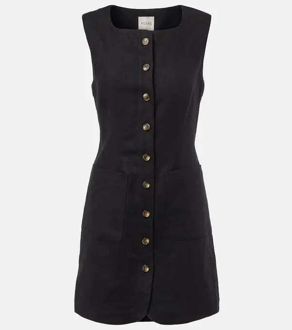 Posse Emma Linen Mini Dress - Black