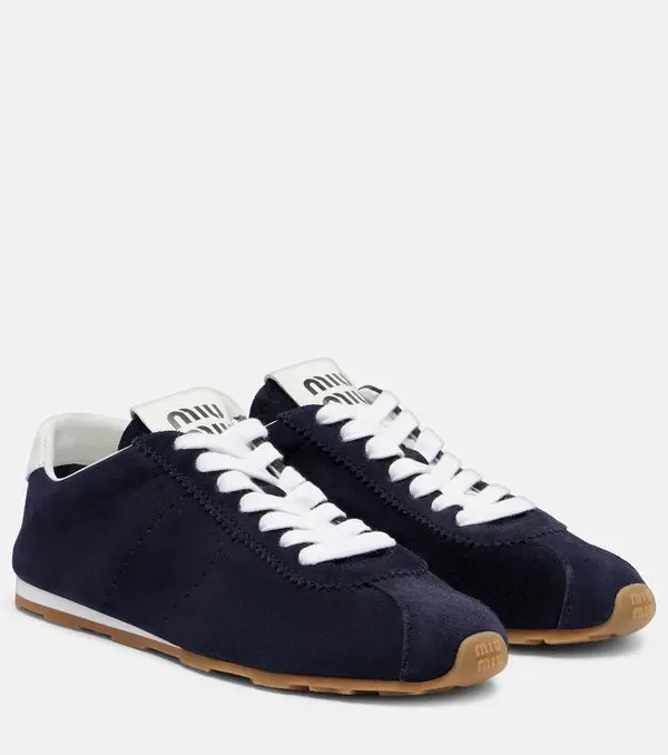 Miu Miu Suede Lace-up Sneakers - Blue