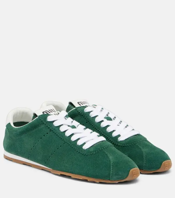 Miu Miu Suede Lace-up Sneakers - Green