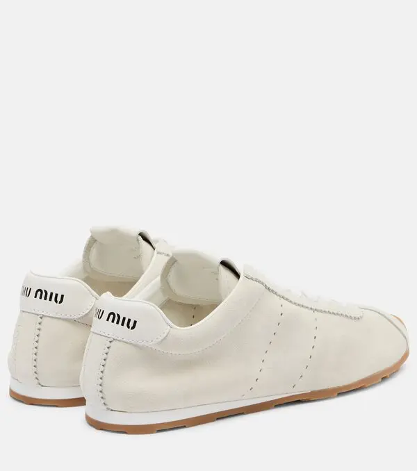Miu Miu Plume Suede Sneakers - White