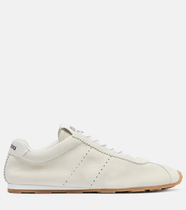 Miu Miu Plume Suede Sneakers - White