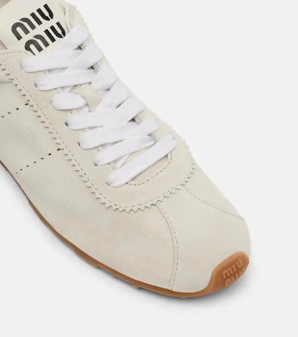 Miu Miu Plume Suede Sneakers - White