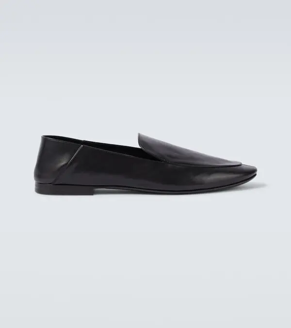 Saint Laurent Alain Leather Slippers - Black