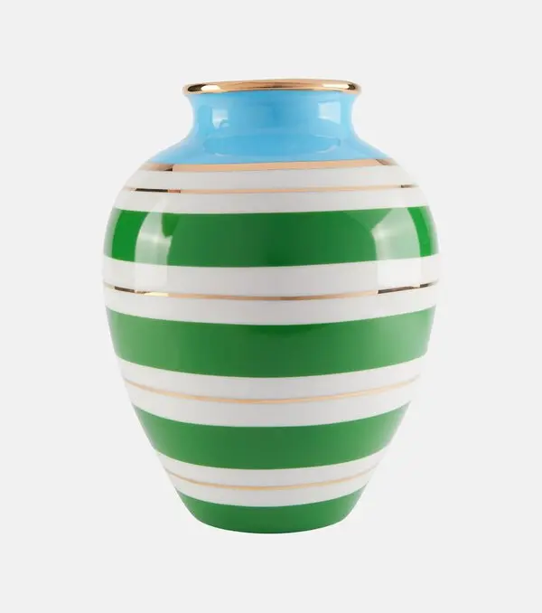 Jonathan Adler Portofino Striped Porcelain Vase - Green