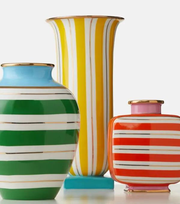 Jonathan Adler Portofino Striped Porcelain Vase - Orange