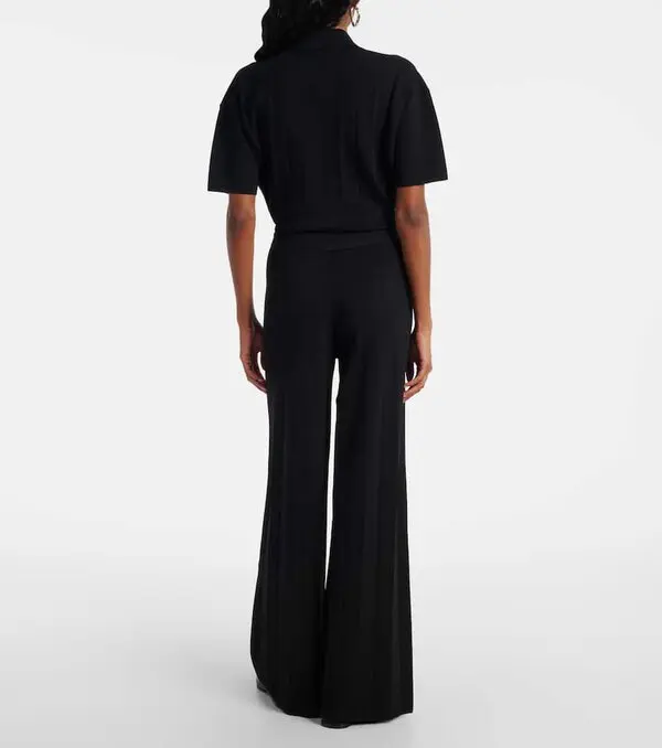 Max Mara Lama Crêpe Wide-leg Pants - Black