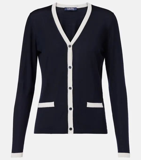 Max Mara Virgin Wool Cardigan - Blue