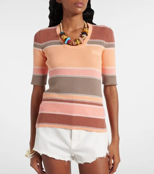 Chloé Striped Ribbed-knit Cotton Top