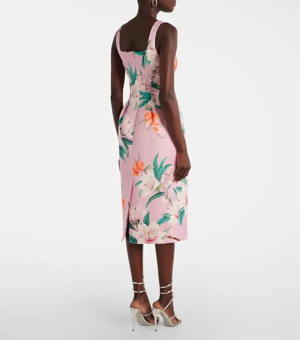 LEO LIN Larissa Floral Satin Midi Dress - Pink