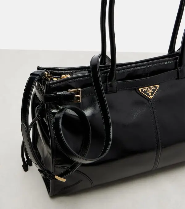 Prada Bonnie Large Leather Shoulder Bag - Black