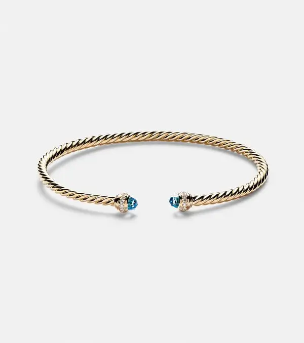 David Yurman Cablespira® Flex Cuff Bracelet With Topazes And Diamonds - Gold