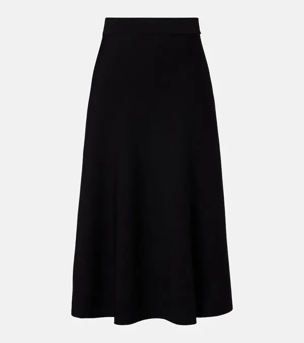 Max Mara Lazio Pleated Crêpe Midi Skirt - Black