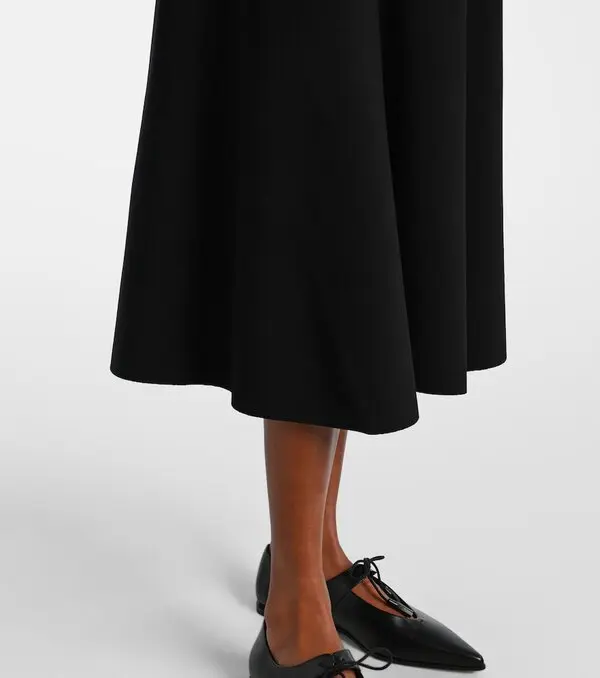 Max Mara Lazio Pleated Crêpe Midi Skirt - Black